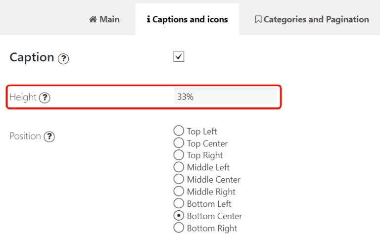 Caption and Description Height Settings | Supsystic